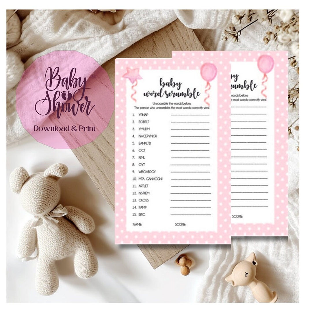 Baby Shower Word Scramble Game With Answer & Winners Certificate - Baby ...