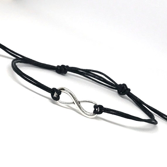 Wish String Bracelet Silver Infinity Adjustable Charm | Etsy