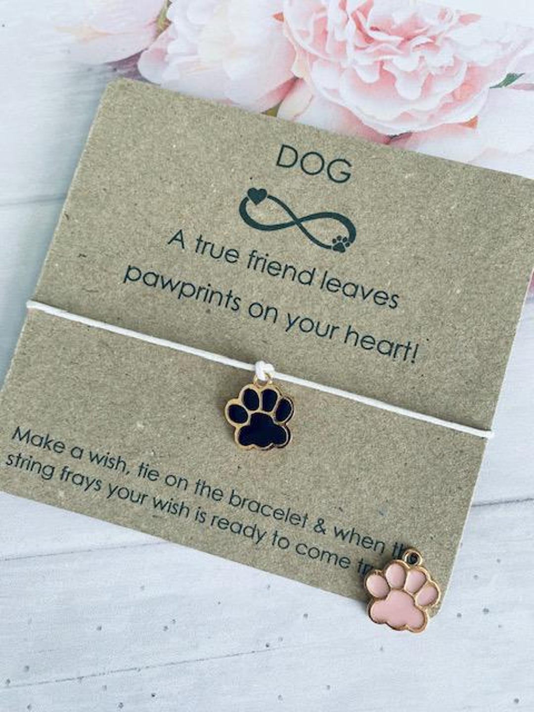 Dog Loss Card - Dog Memorial Card - Paw Prints Card Wish Bracelet - Paw ...
