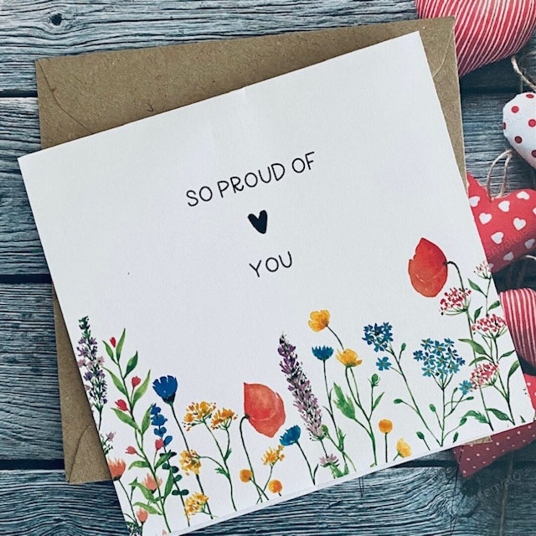 So Proud of You Card - Wildflower Encouragement Card - Support Card ...