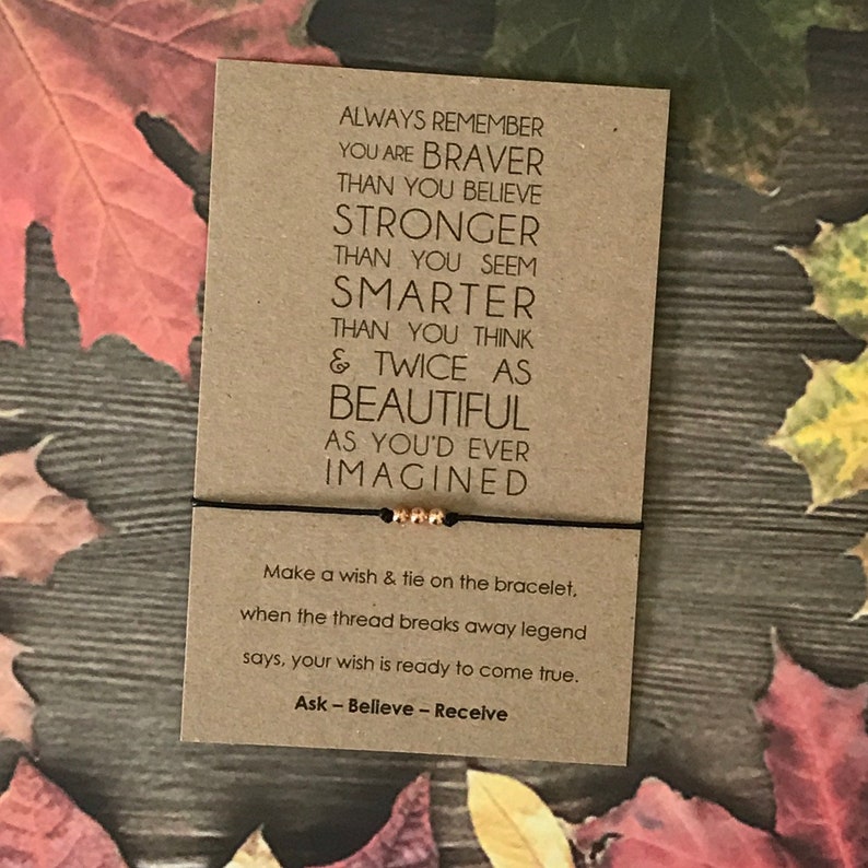 Friendship You Are Braver Inspirational Quote Card Wish String Rose ...