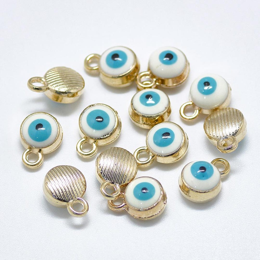 Evil Eye Charms - 3 Pcs Silver Gold Rose Gold Evil Eye Beads, Drop ...