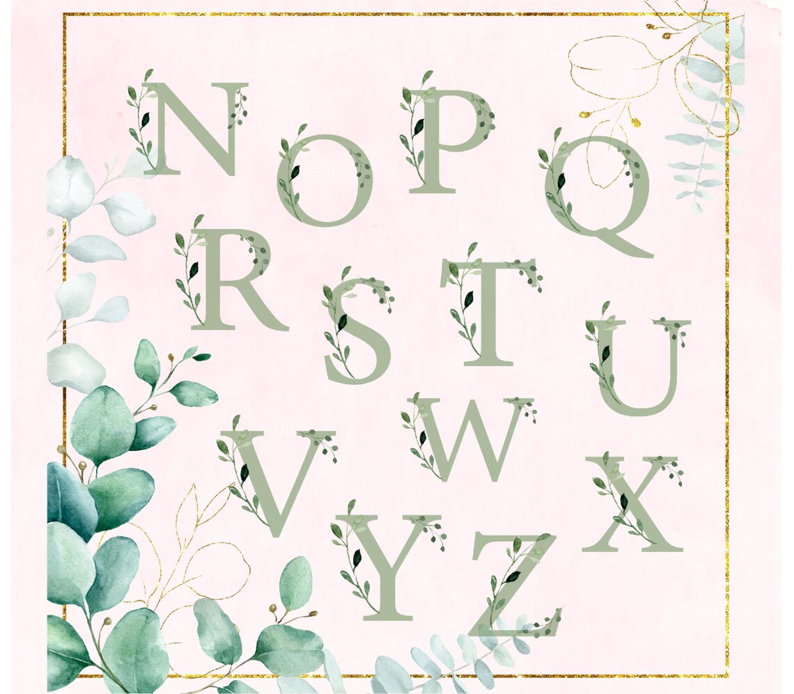 PNG Watercolour Eucalyptus Alphabet - Upper & Lower Case - Floral ...