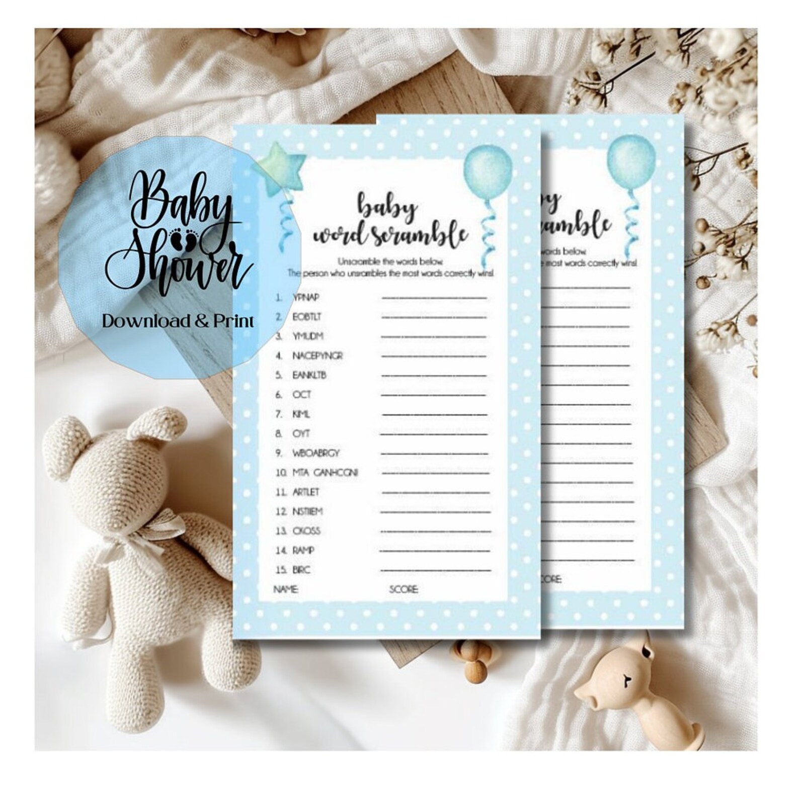 Baby Shower Word Scramble Game With Answer & Winners Certificate - Baby ...