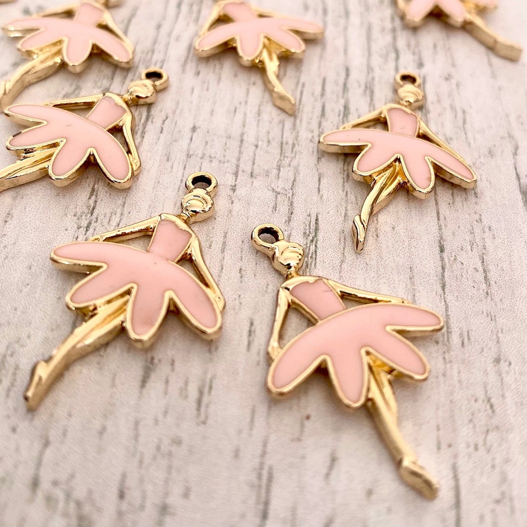 Enamel Ballerina Charms - Gold Ballet Dancer Pendants, Jewelry Making ...