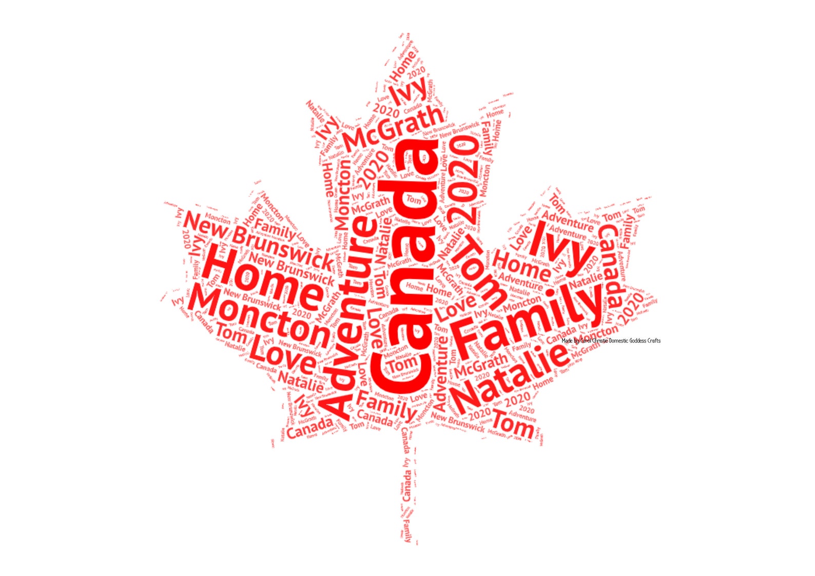 Maple Leaf Print Canada Word Art Personalised Canadian Gift - Etsy
