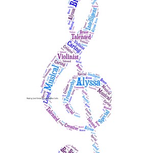 Treble Clef Print, Personalised Music Gift, Treble Clef Word Art, Music ...
