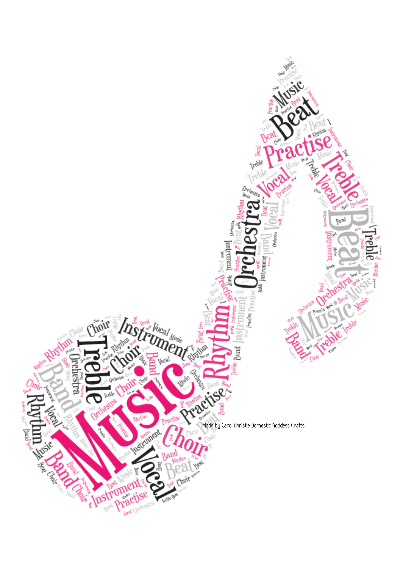 Music Note Print Music Note Wordle Musical Word Art Gift - Etsy