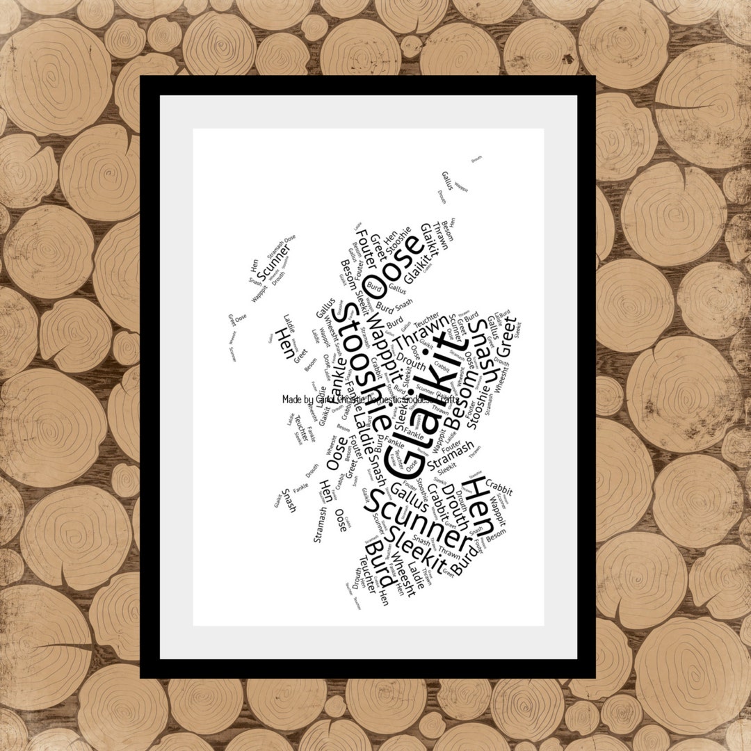 Map of Scotland Wordle, Slang Scots Words Wordle, Slang Scots Print ...