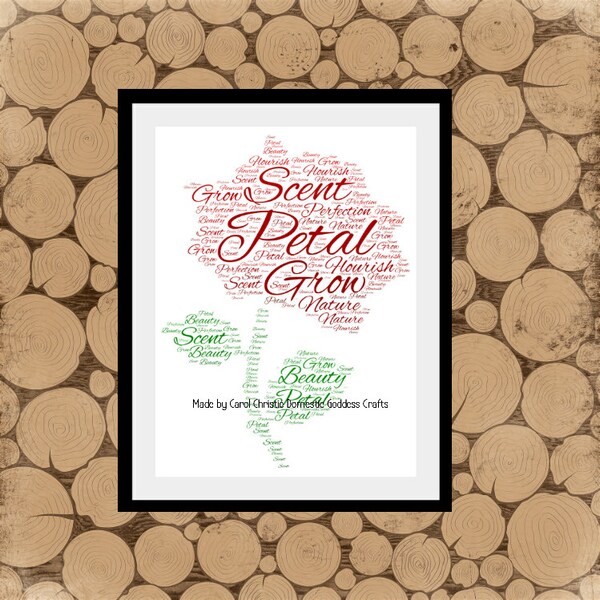 Personalized Rose Print Word Art - Etsy