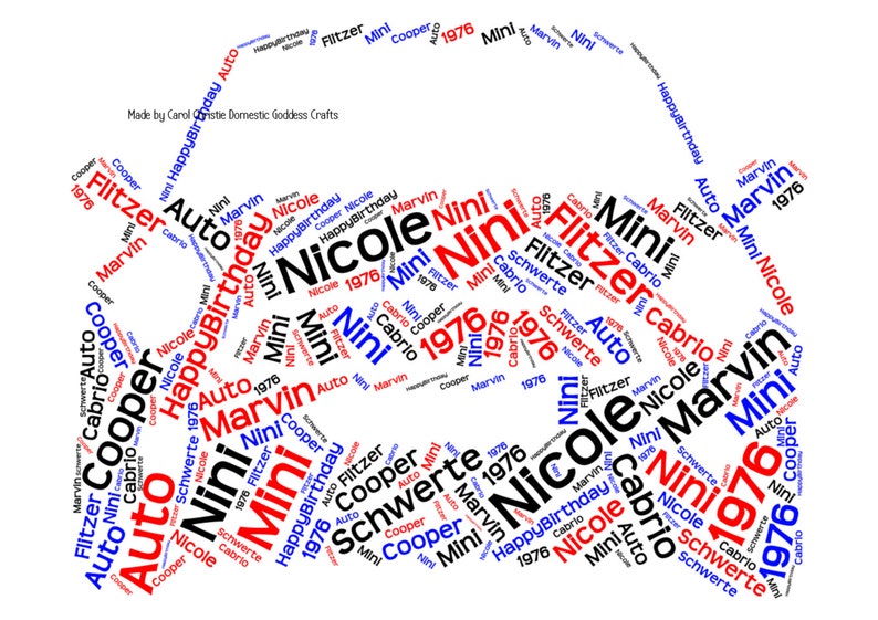 Personalised Mini Print Mini Word Art Mini Cooper Print - Etsy UK