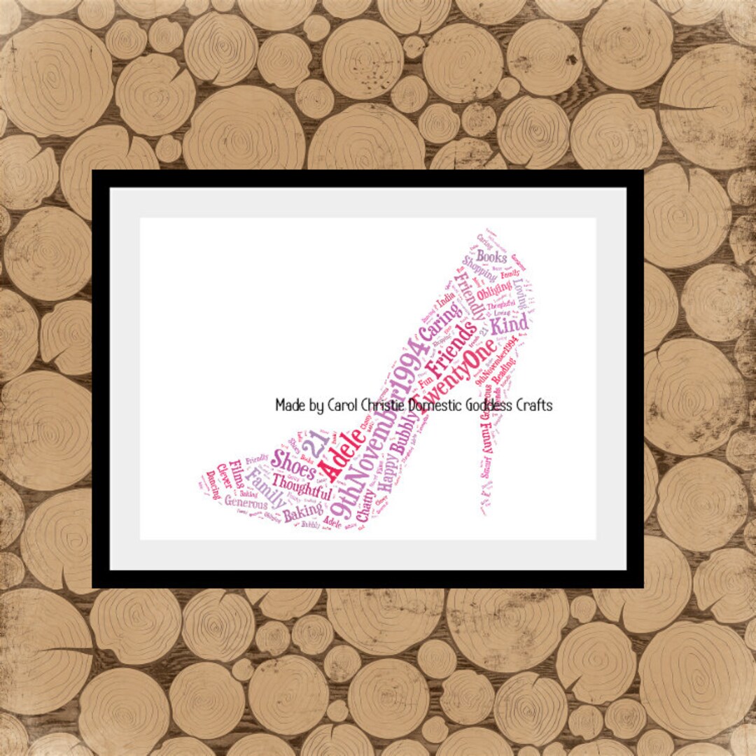 Shoe Wordle Print, Shoe Word Art, Personalised Shoe Print, Shoe Word ...