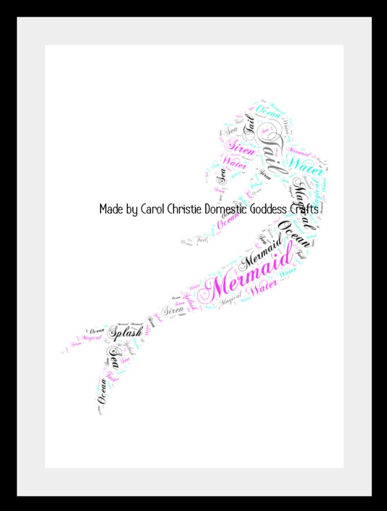 Mermaid Personalised Print Mermaid Word Art Mermaid Word - Etsy UK
