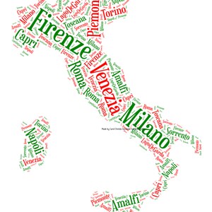 Map of Italy Print, Italy Word Art, Personalised Italian Map, Map of ...