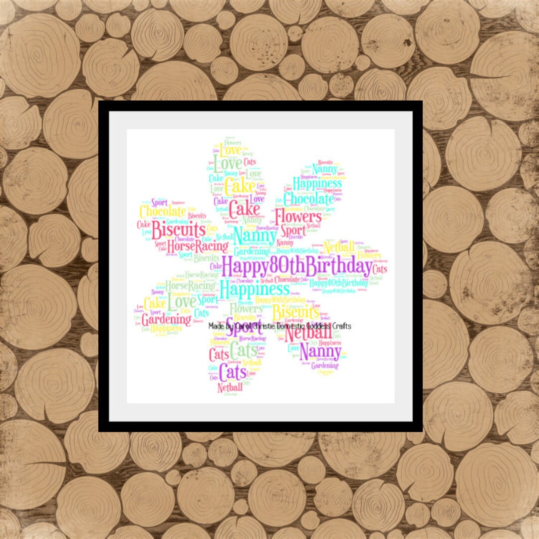 Flower Word Art, Floral Word Cloud, Gardening Gift Personalised A4 ...