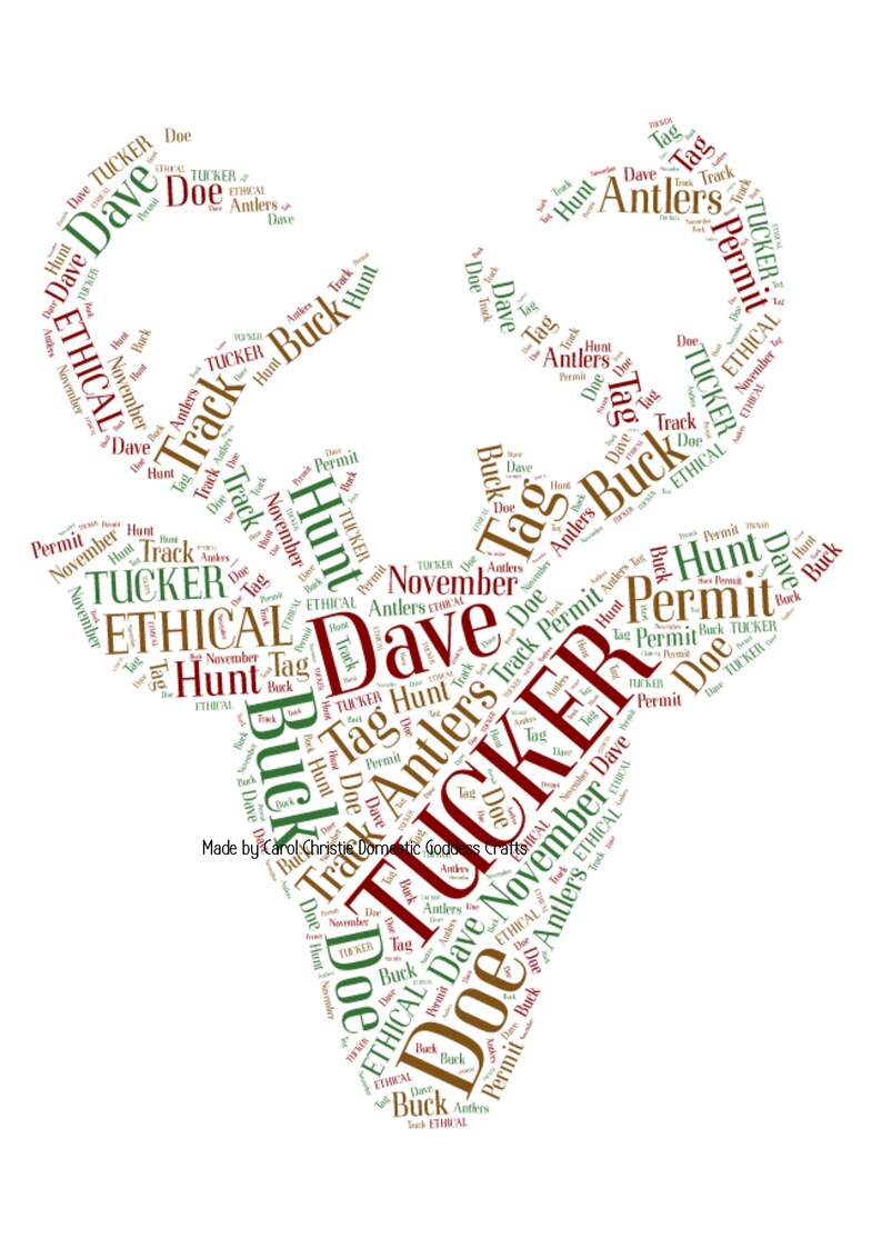 Stags Head Print Personalised Stag Head Stag Word Art Stags | Etsy