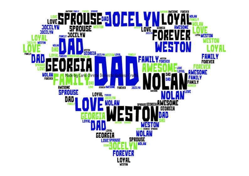 Dad Word Art, Dad Print personnalisé, Dad Word Cloud, Dad Word Collage ...