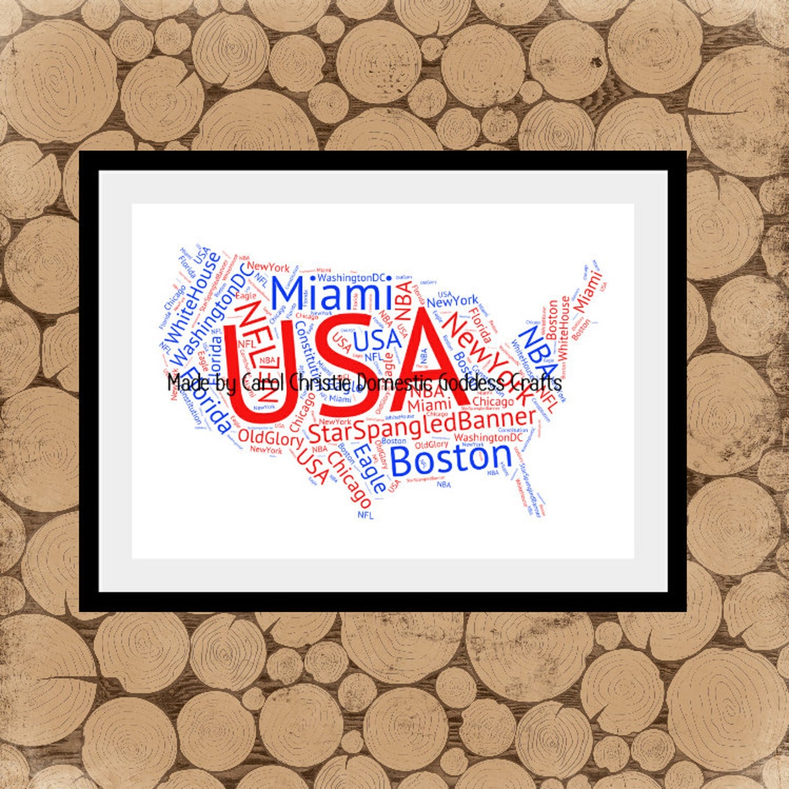 Map of USA Word Art, Personalised Map of America, American Word Collage ...