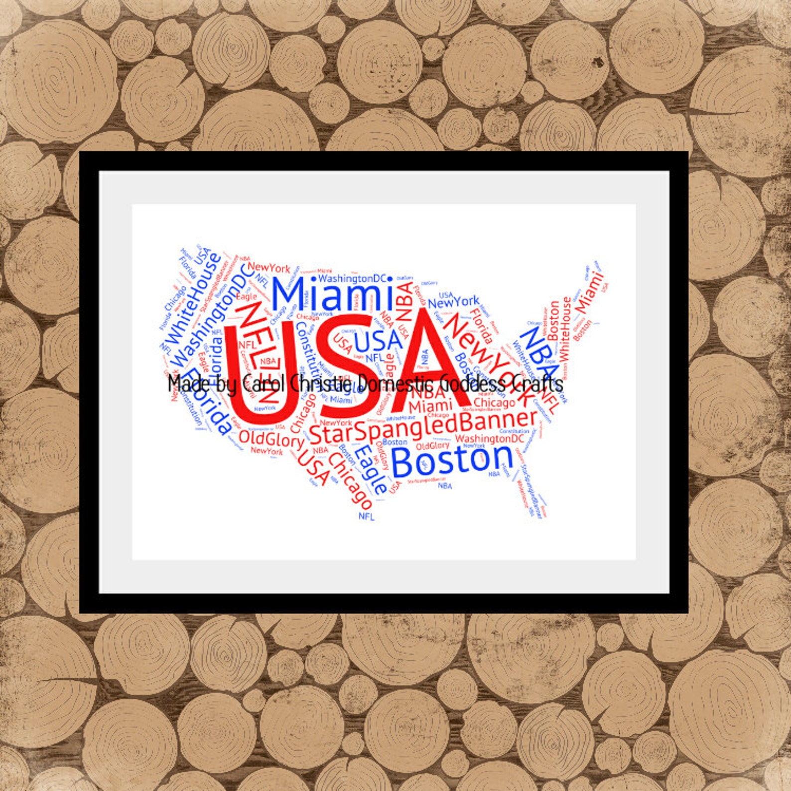 Map of USA Word Art, Personalised Map of America, American Word Collage ...