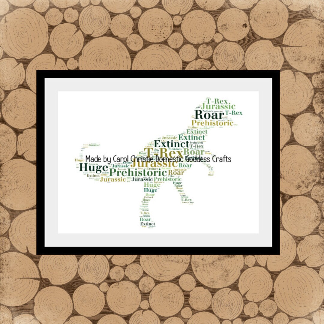 Dinosaur Word Art, T-rex Word Cloud, Dinosaur Word Collage ...