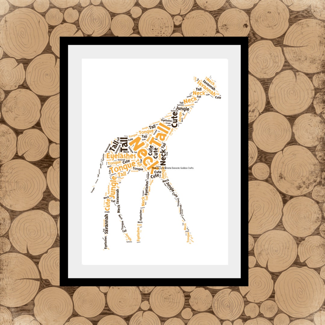 Giraffe Print, Giraffe Word Art, Giraffe Wordle, Personalised Giraffe ...