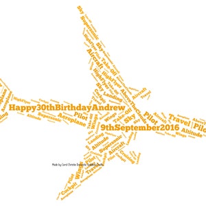 Aeroplane Word Art, Personalised Plane Print, Airplane Word Collage ...