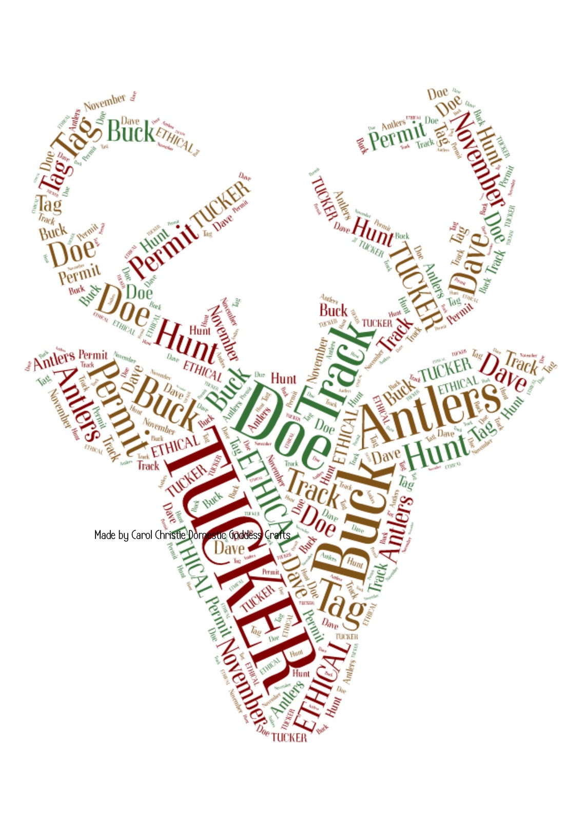 Stags Head Print, Personalised Stag Head, Stag Word Art, Stags Head ...