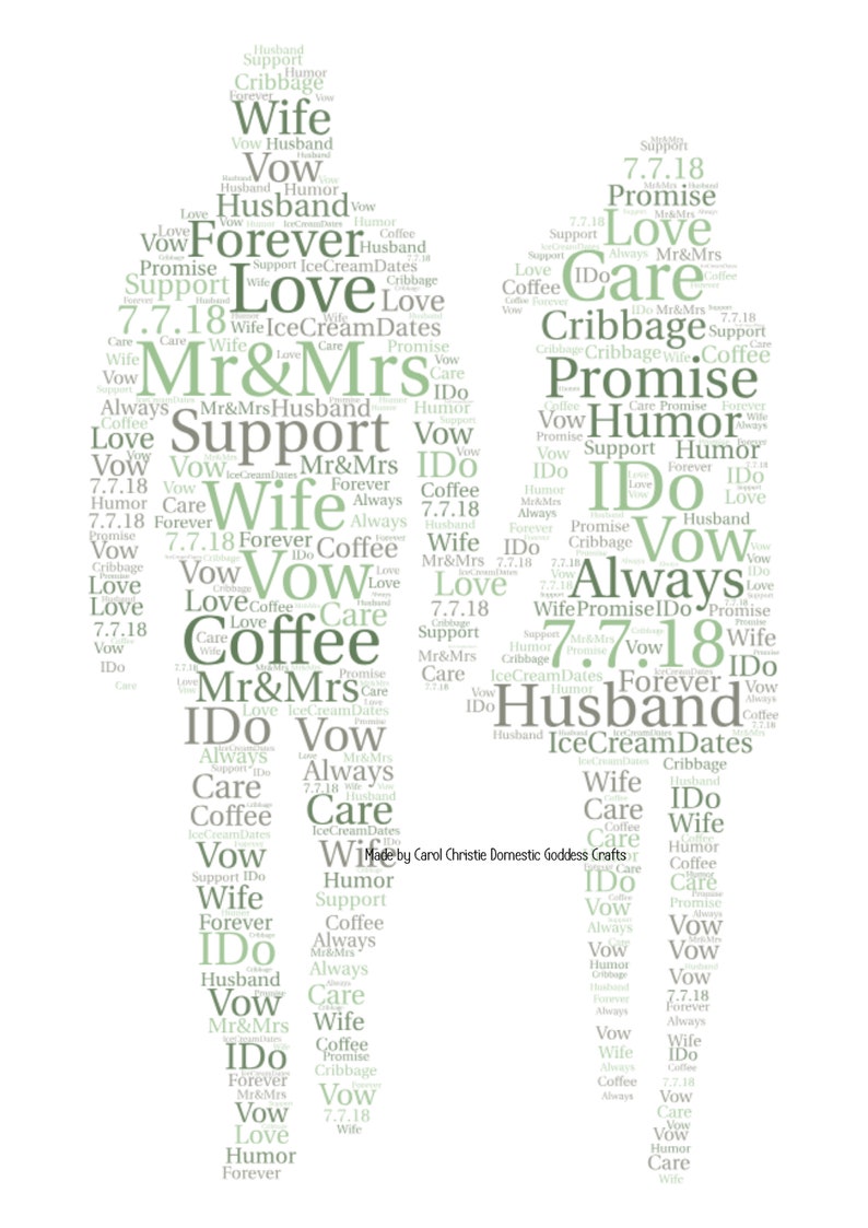 Couple Word Art Engagement Gift Wedding Gift Personalised - Etsy