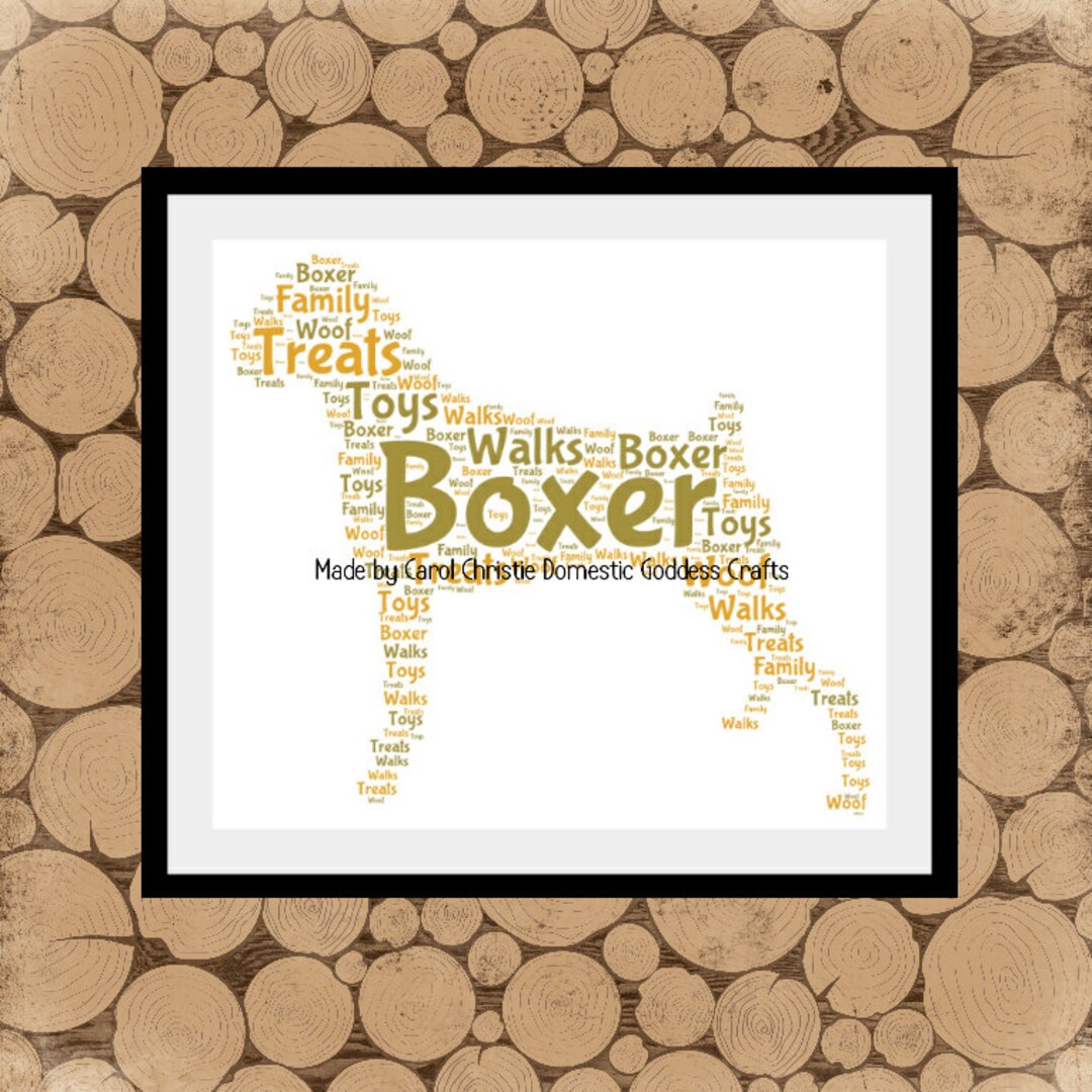 Boxer Word Art, Personalised Boxer Dog Print, Boxer Dog Word Art, Boxer ...
