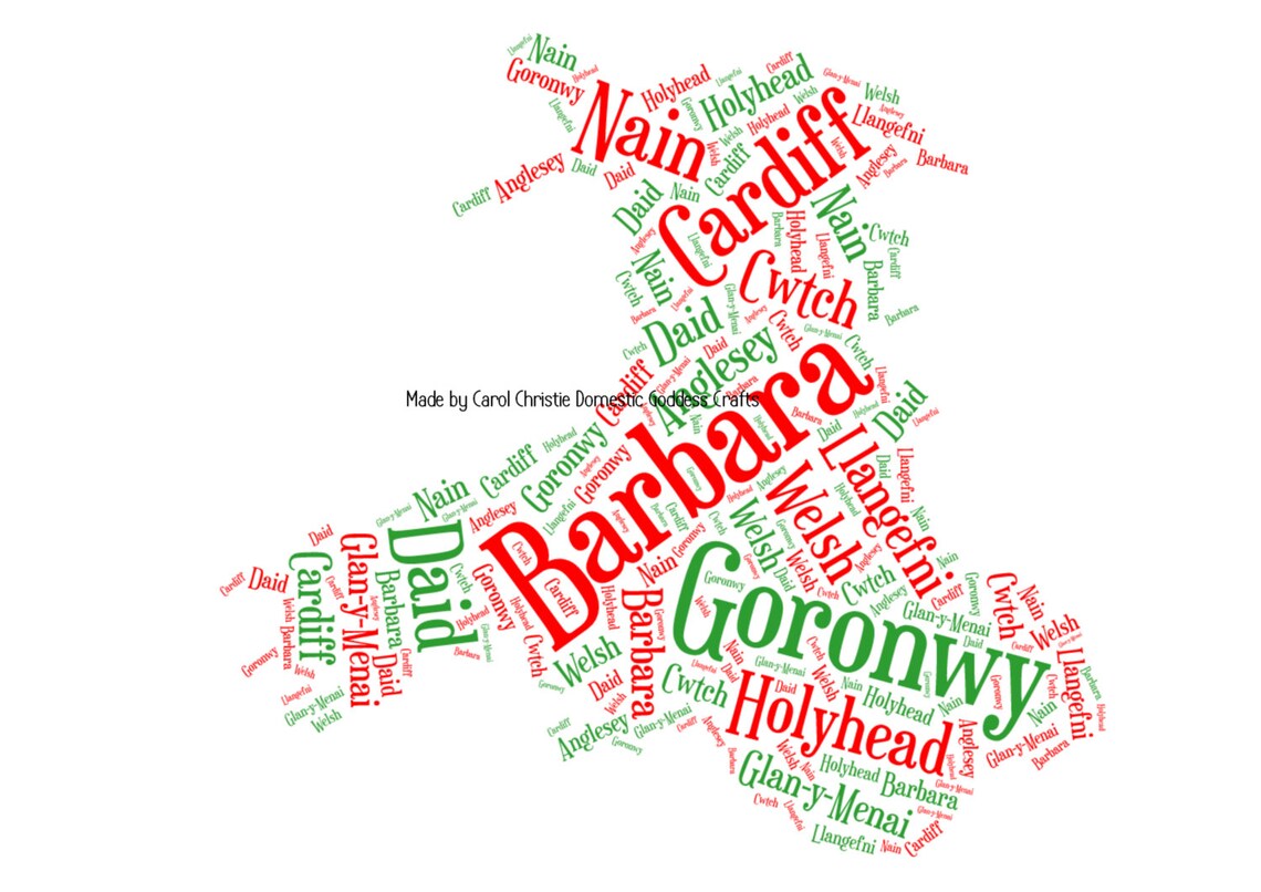Map of Wales Map of Wales Word Art Welsh Word Collage Welsh - Etsy
