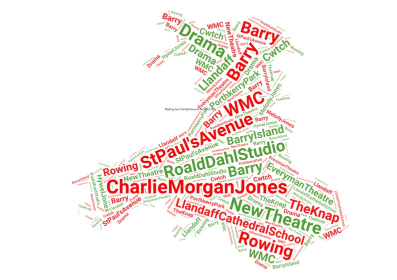 Map of Wales Map of Wales Word Art Welsh Word Collage Welsh - Etsy