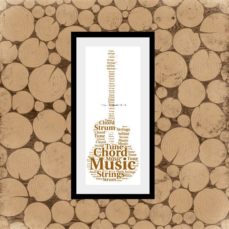 Acoustic Guitar Print, Guitar Word Art, Acoustic Guitar Word Collage ...
