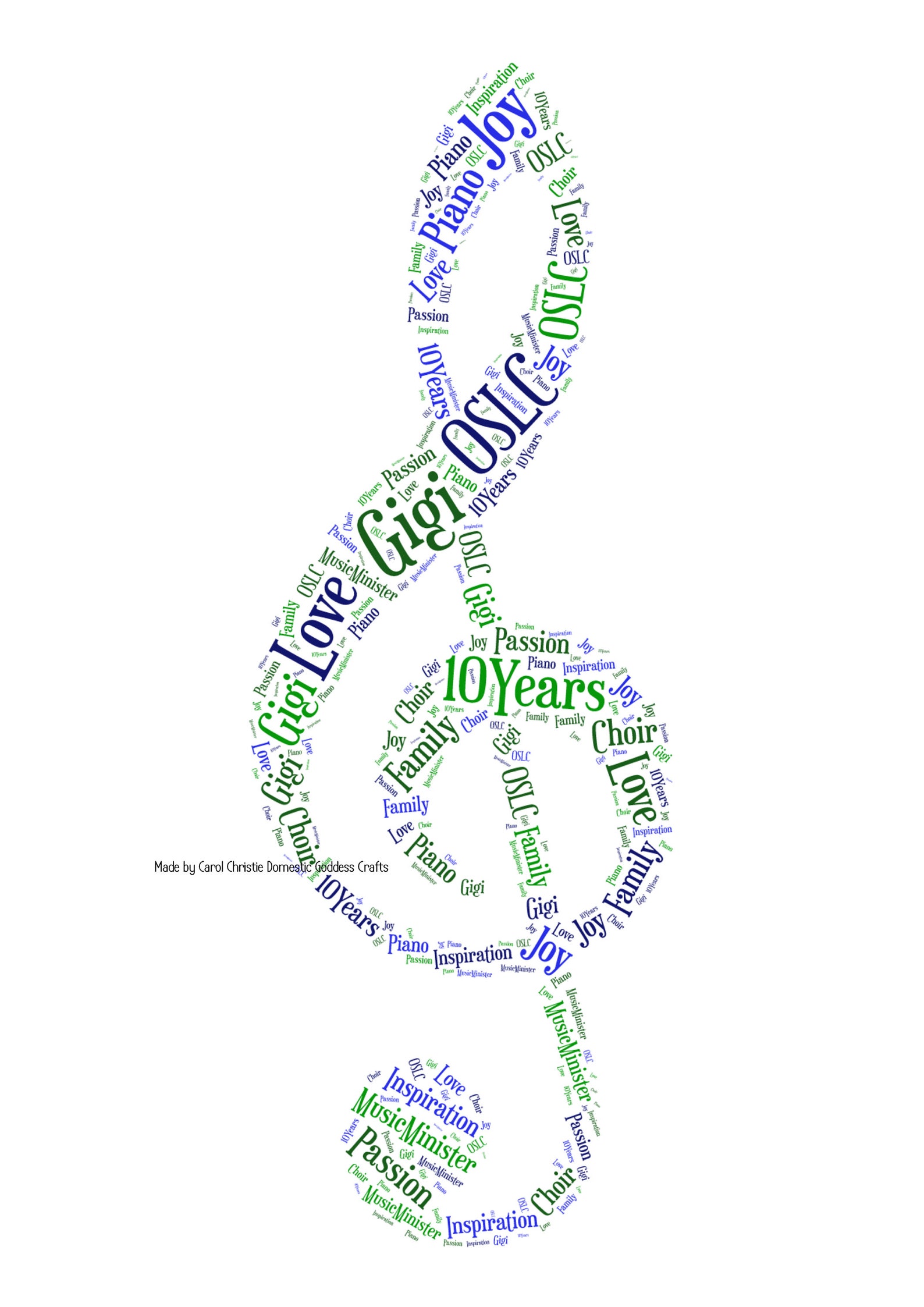 Treble Clef Print Personalised Music Gift Treble Clef Word - Etsy