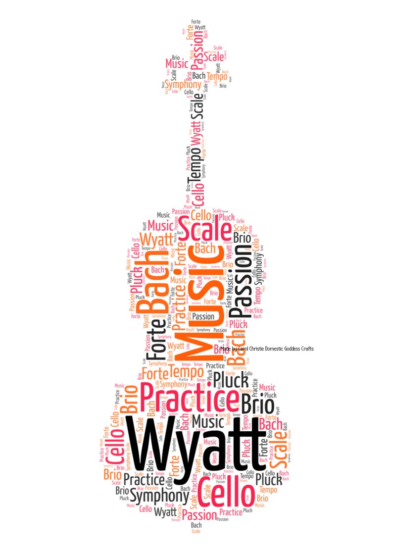 Cello Print Personalised Cello Print Cello Wordle Cello - Etsy UK