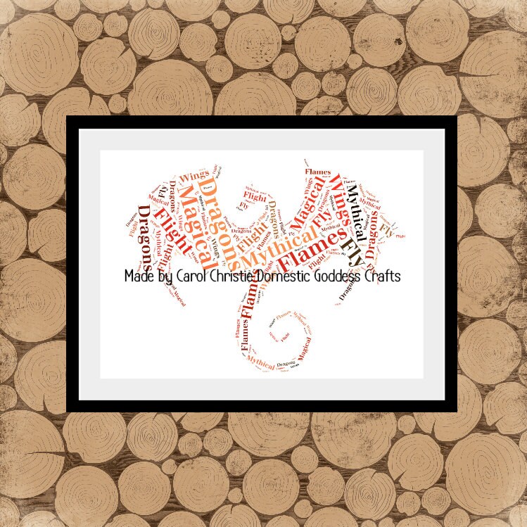 Dragon Word Artfantasy Word Clouddragon Personalised Print - Etsy UK