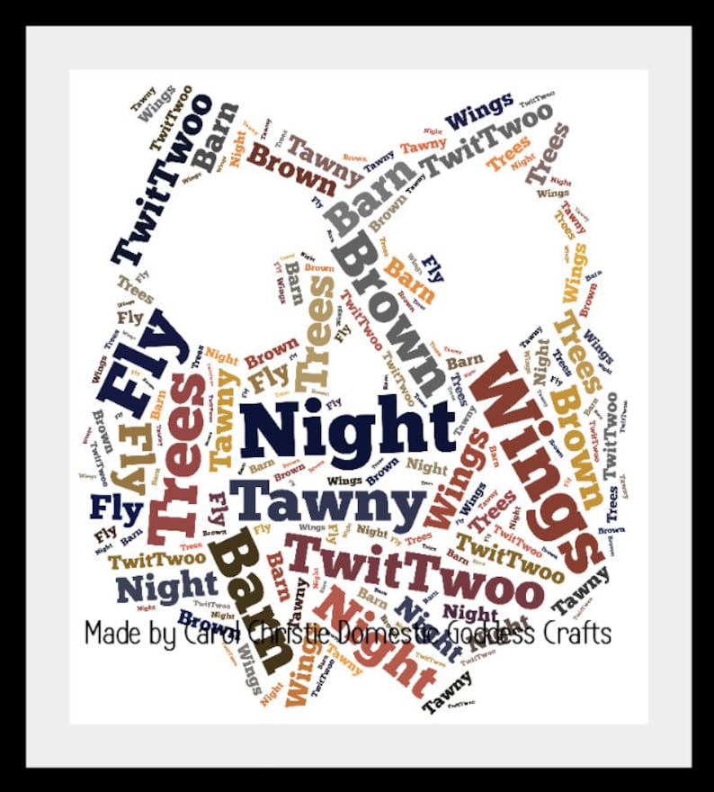 Owl Word Art Personalised Owl Print Owl Gift Owl Word - Etsy