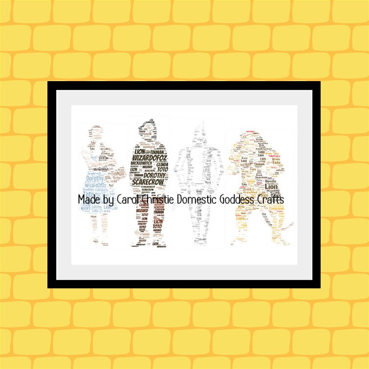 Wizard of Oz Print, Wizard of Oz, Wizard of Oz Word Art, Cast of Oz ...