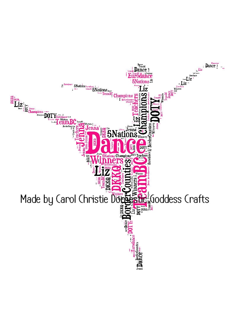 Dancer Word Art Dance Word Cloudballet Personalised Print - Etsy UK