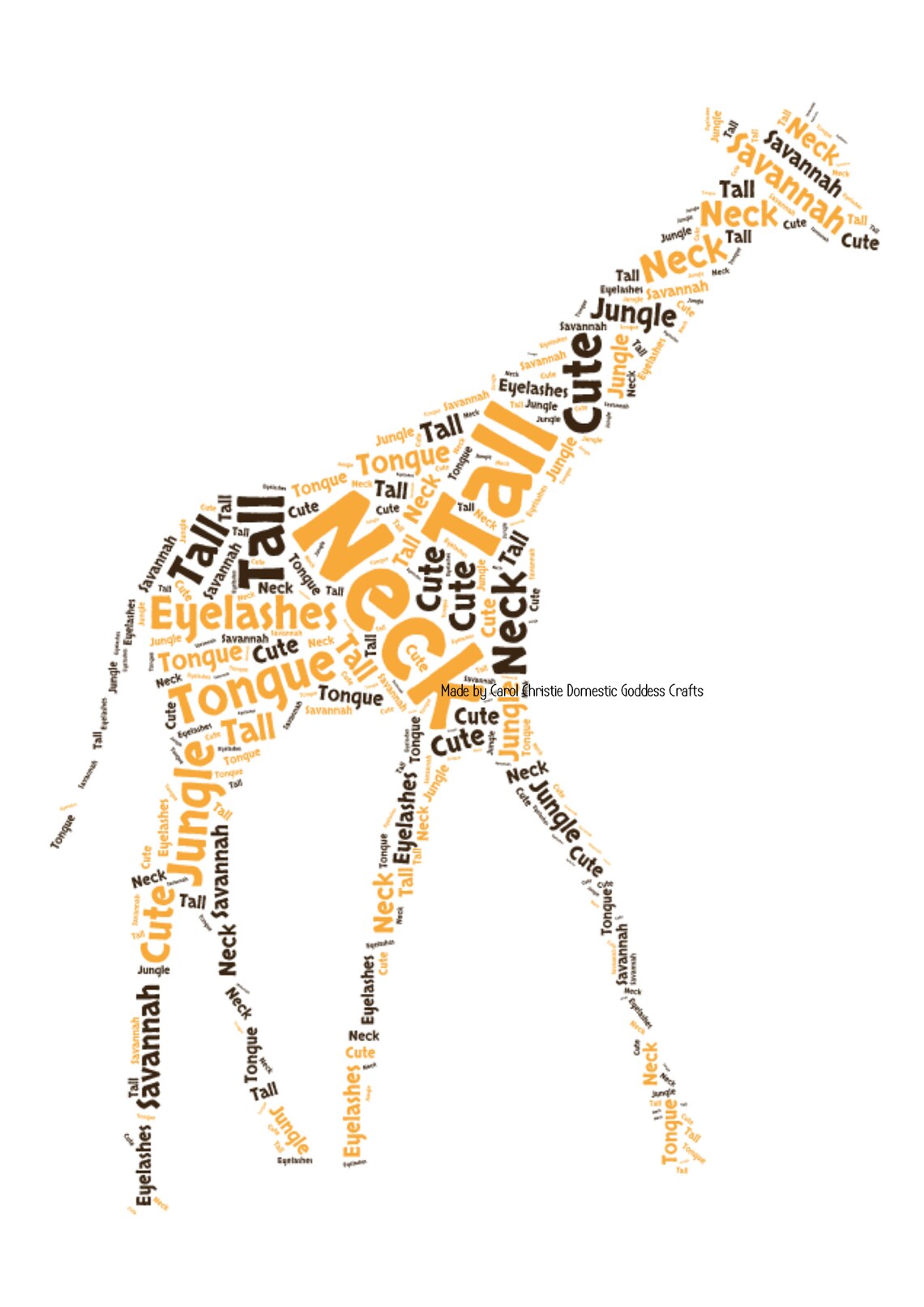 Giraffe Print Giraffe Word Art Giraffe Wordle Personalised | Etsy
