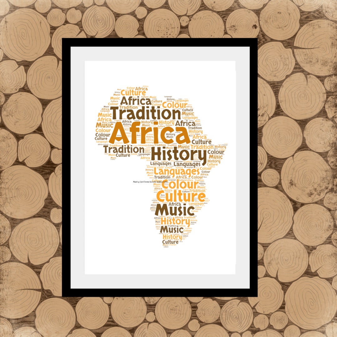 Map of Africa Print, Map of Africa Wordle, African Themed Gift, Africa ...