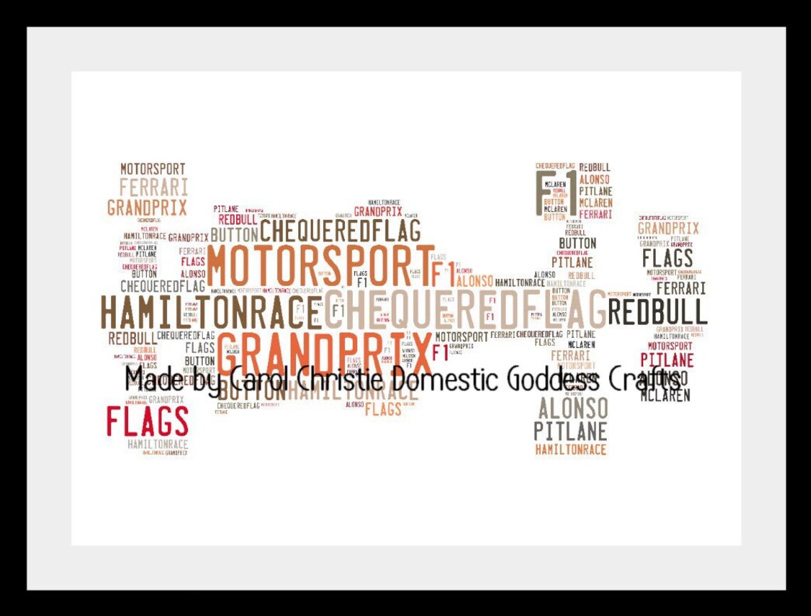 F1 Racing Carcar Word Art Typographic Word Collagef1 Word - Etsy