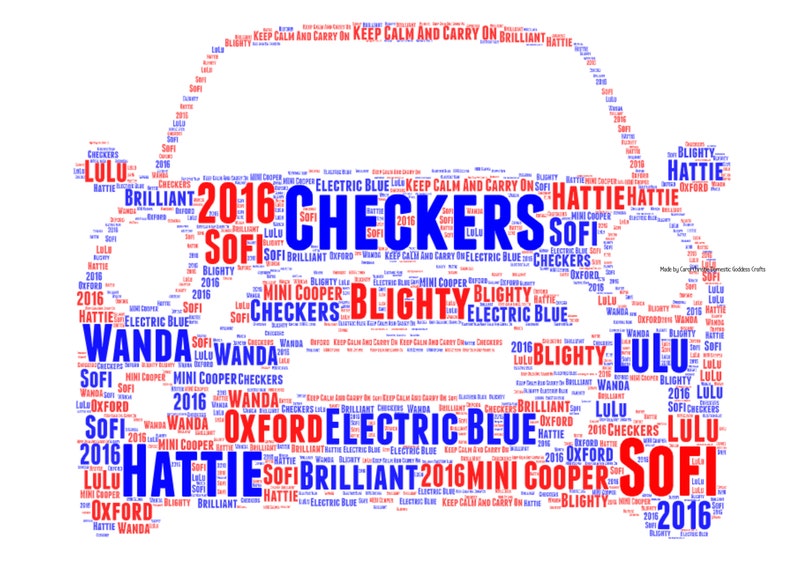 Personalised Mini Print Mini Word Art Mini Cooper Print - Etsy UK