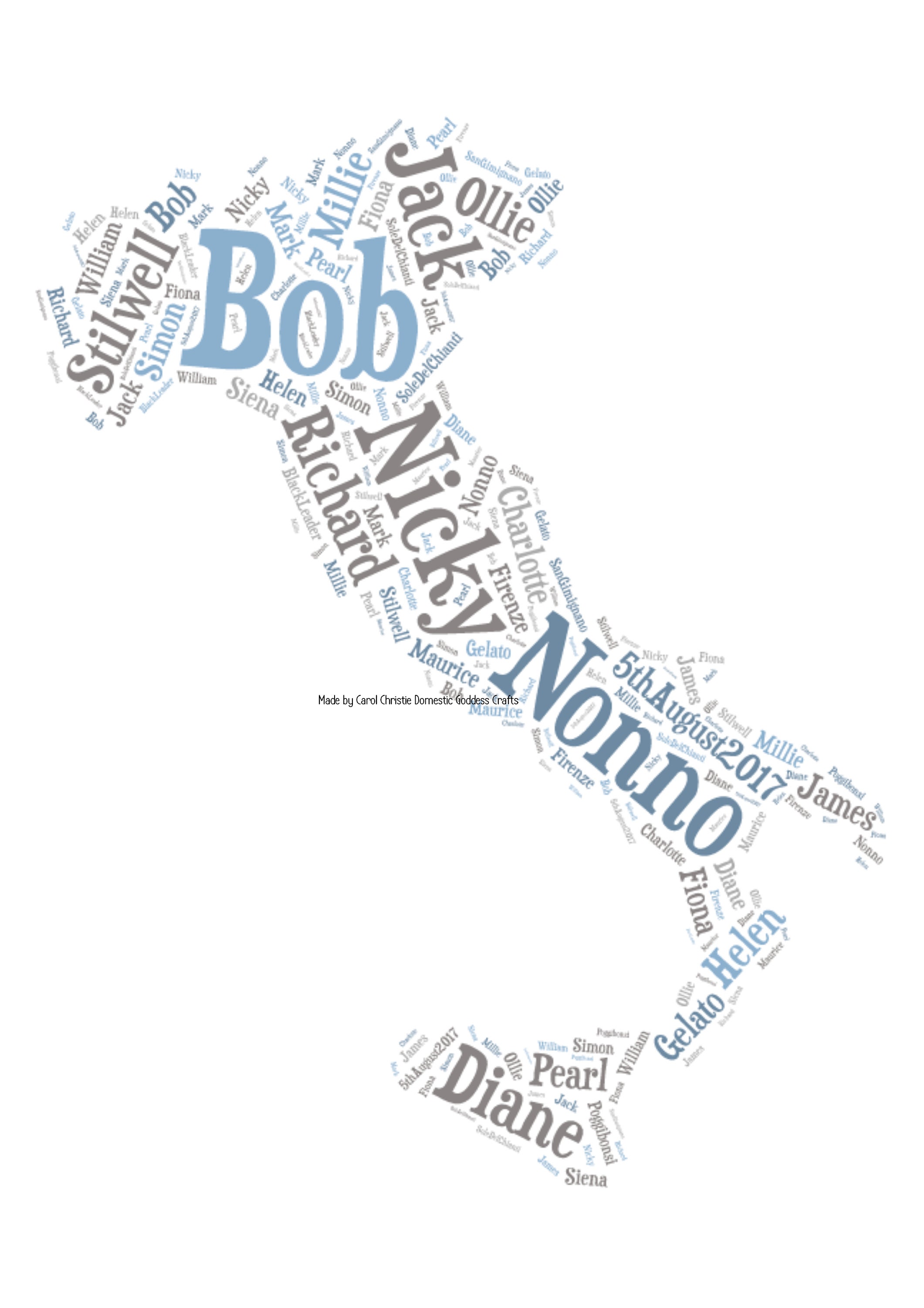 Map Of Italy Print Italy Word Art Personalised Italian Map | Etsy