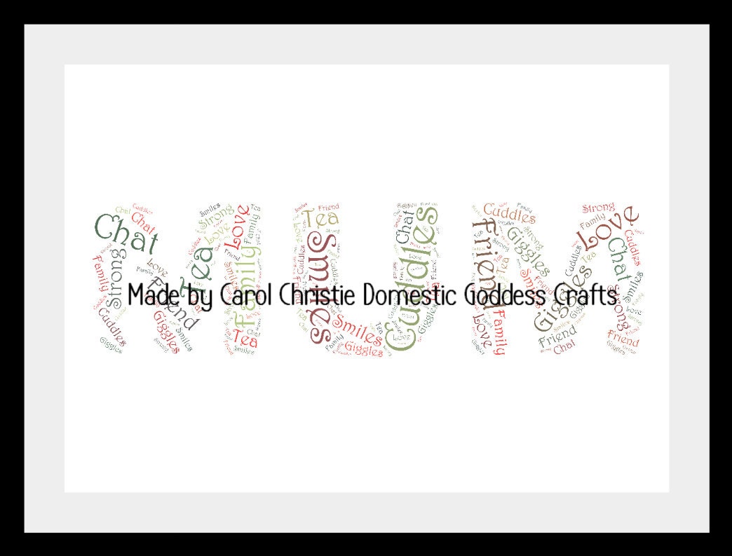 Mum Personalised Print Mum Word Art Mum Word Cloud Mum Word - Etsy UK