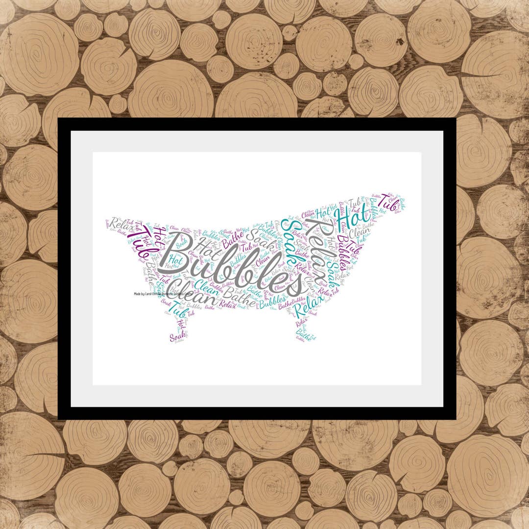 Print for Bathroom, Bath Word Art, Personalised Bath Print, Bath Word ...