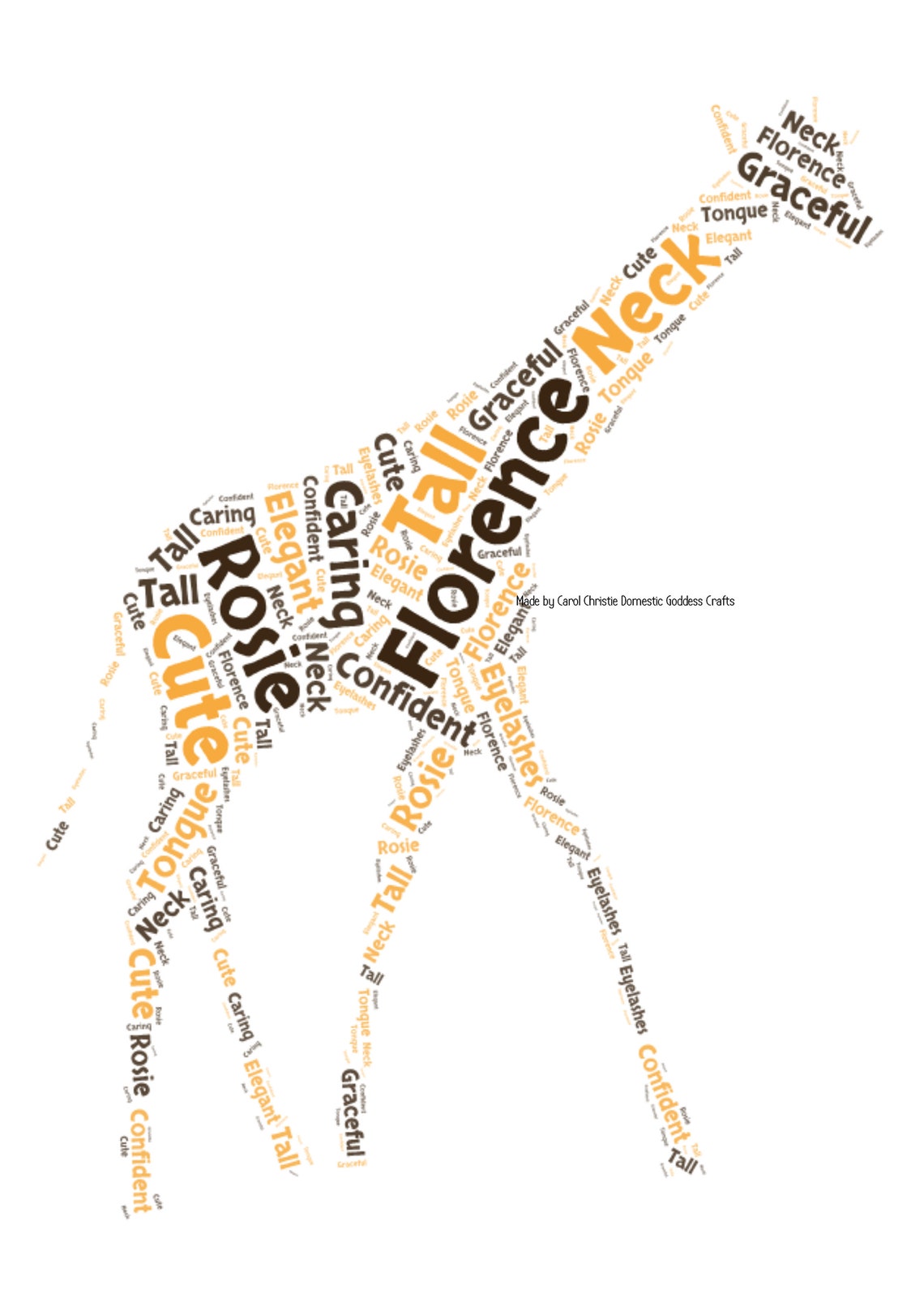 Giraffe Print Giraffe Word Art Giraffe Wordle Personalised | Etsy