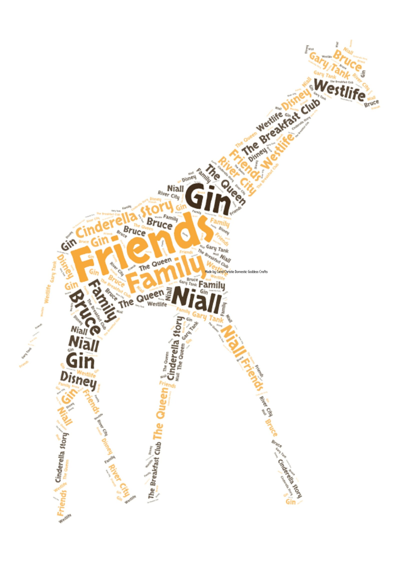 Giraffe Print Giraffe Word Art Giraffe Wordle Personalised | Etsy