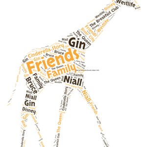 Giraffe Print, Giraffe Word Art, Giraffe Wordle, Personalised Giraffe ...