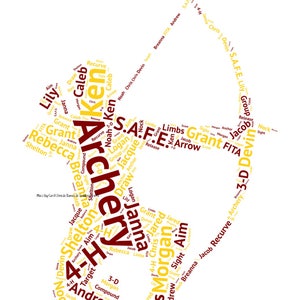 Archery Word Art, Gift for Archer, Personalised Archery Print, Archery ...