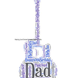 Acoustic Guitar Print, Guitar Word Art, Acoustic Guitar Word Collage ...